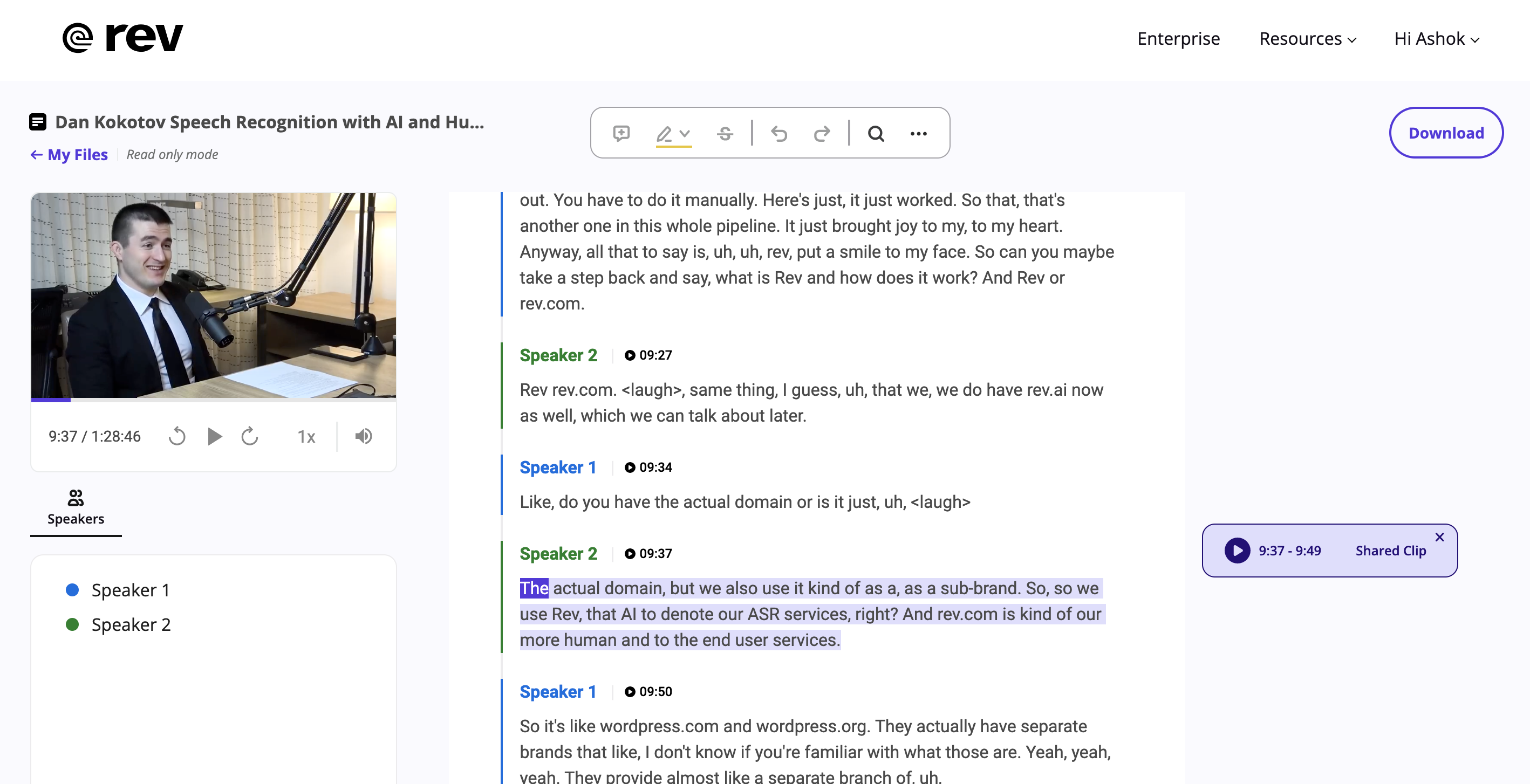 Shareable Clips – Rev.com Help Center