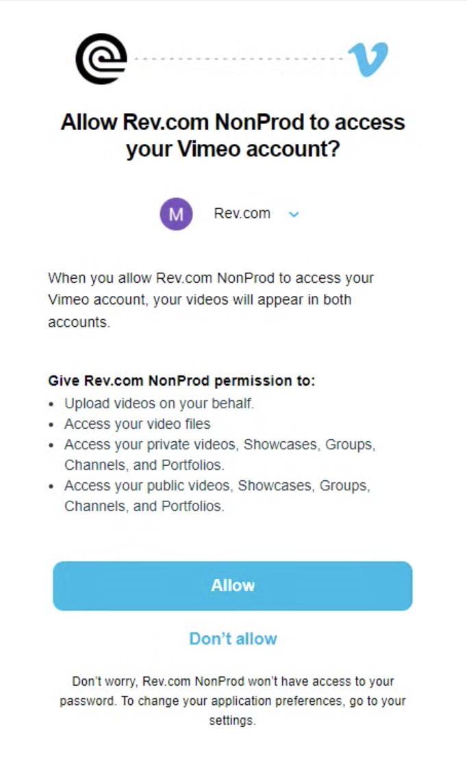 Vimeo Integration – Rev.com Help Center